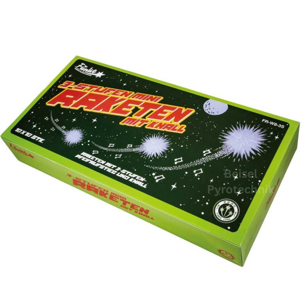 3-Stufen Mini-Raketen mit Knall - 10er Beutel | FR-W8-3S