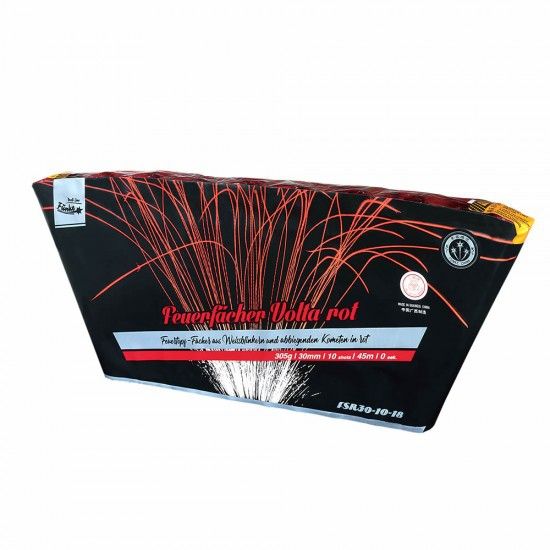 Feuerfächer Volta rot- 10 Schuss Single-Row-Batterie | FSR30-10-18